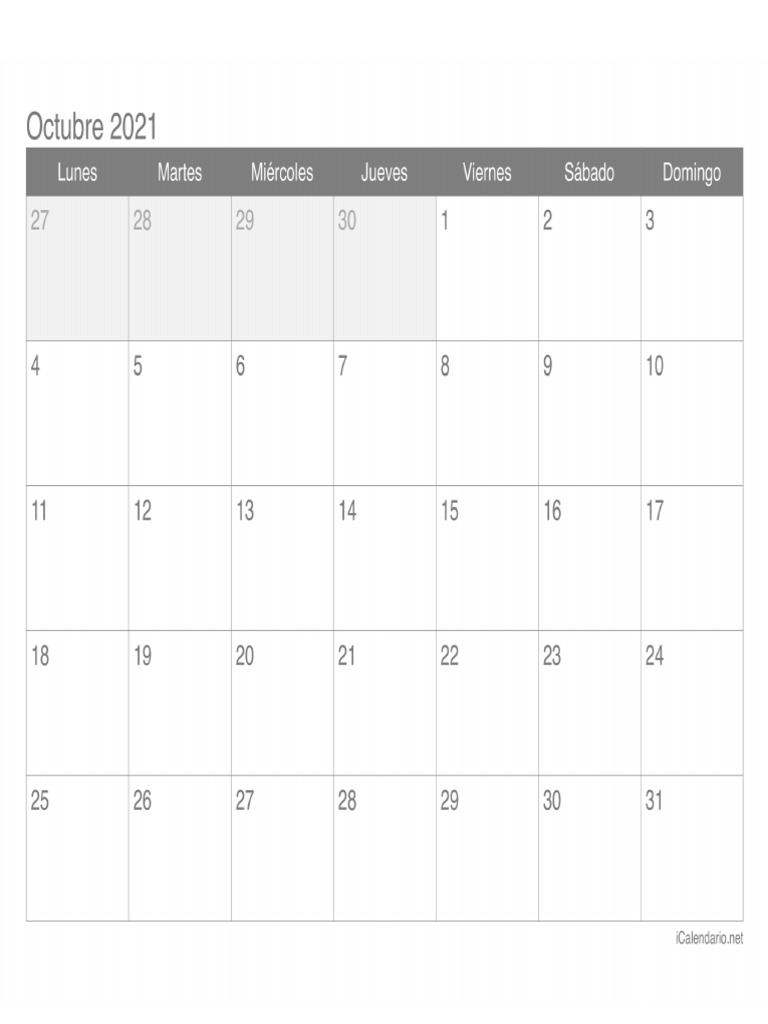 Calendario Octubre 202 | PDF