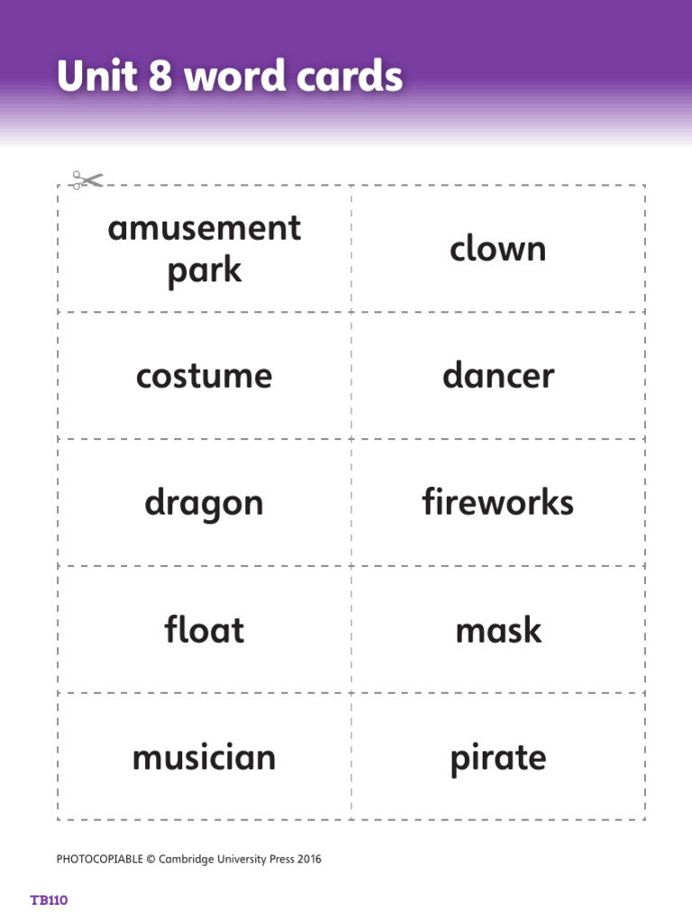 EFL Grade06 Unit 8 Word Cards | PDF