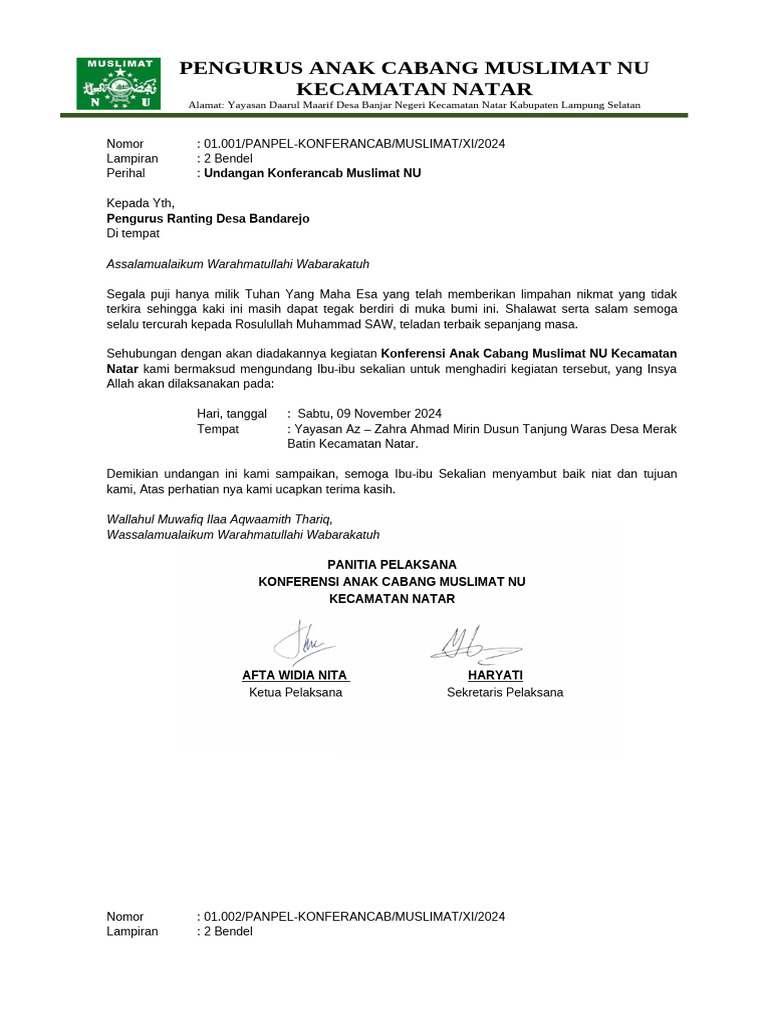 Surat Undangan Ranting | PDF