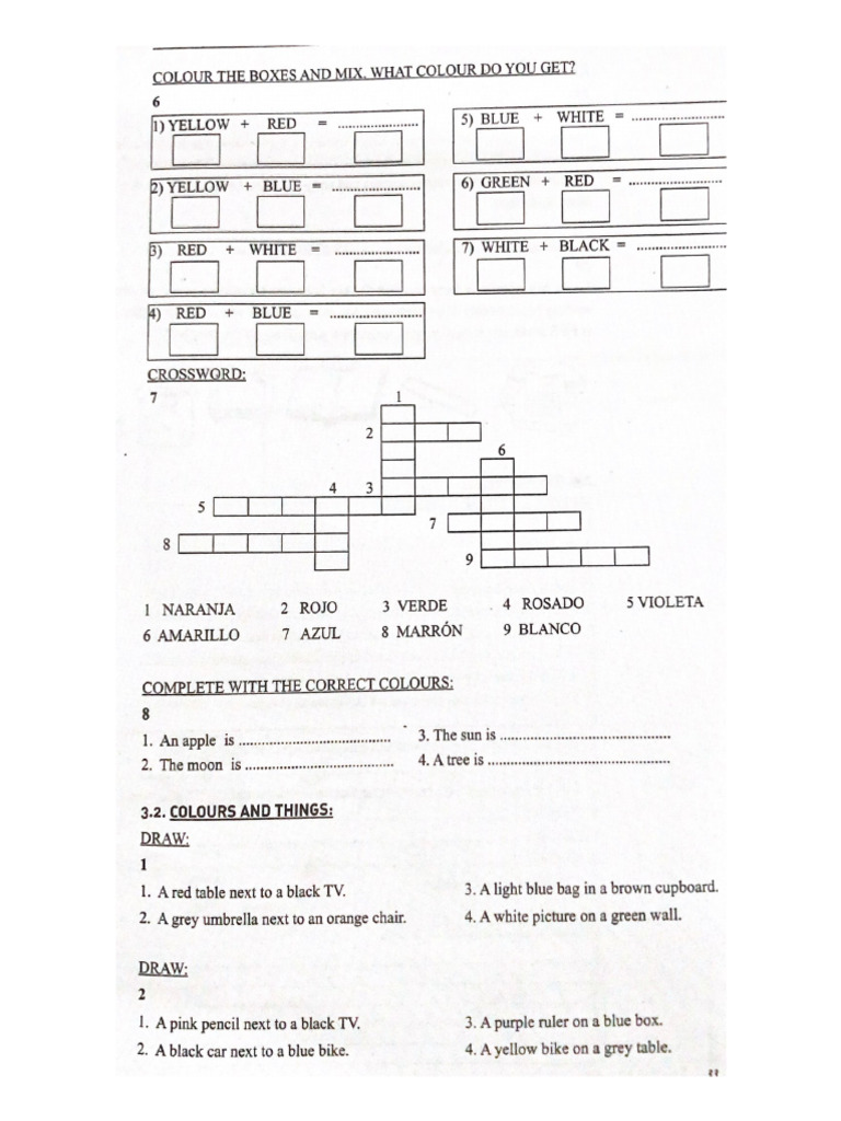Colour the Boxes and Mix. What Colour Do You Get | PDF