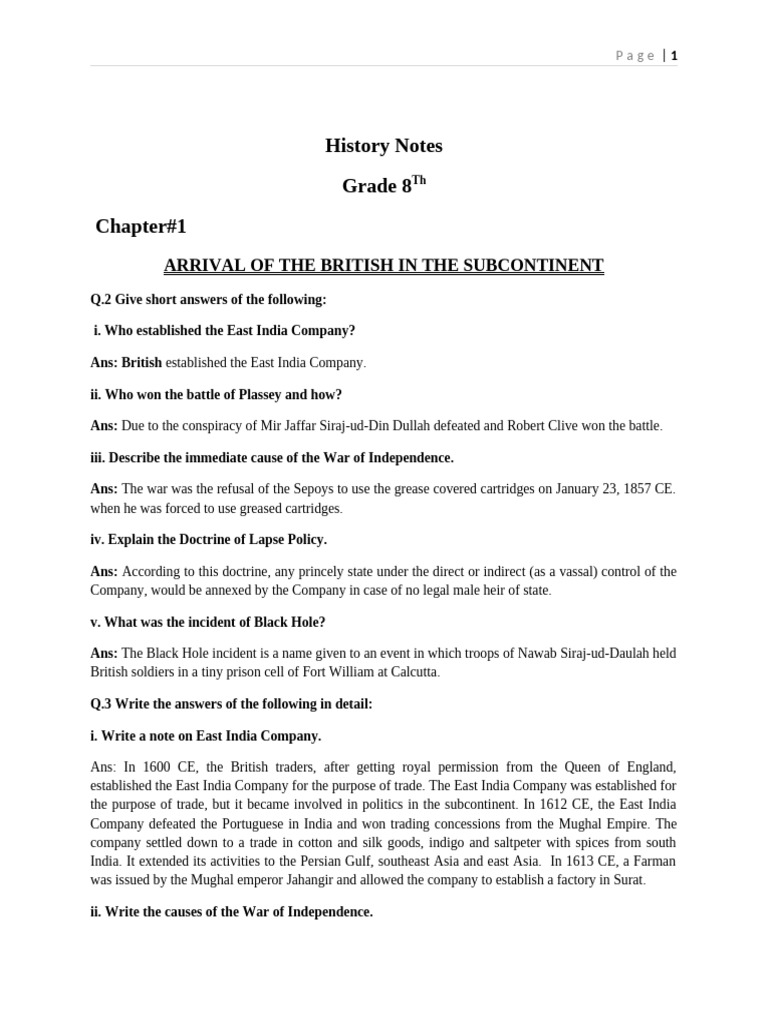 History Notes Grade 8th Save | PDF | Muhammad Ali Jinnah | All India ...
