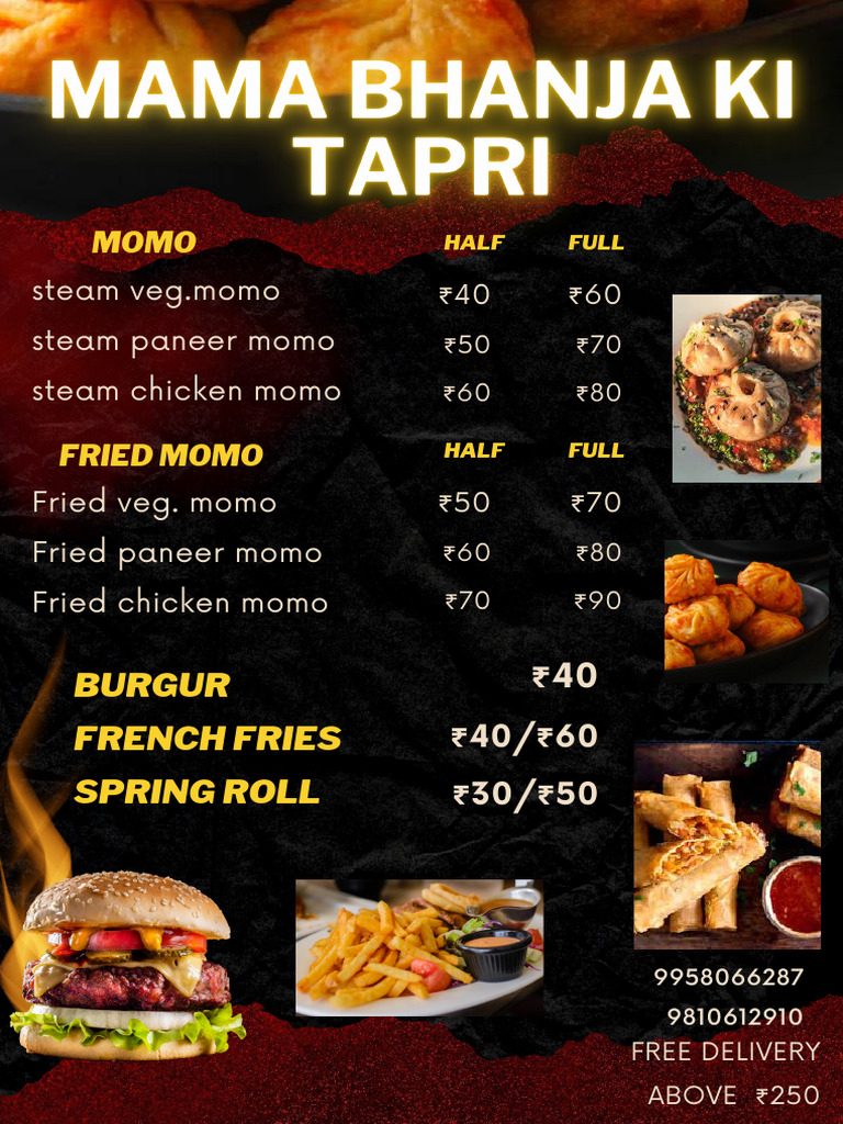 Black and Red Modern Fast Food Menu | PDF