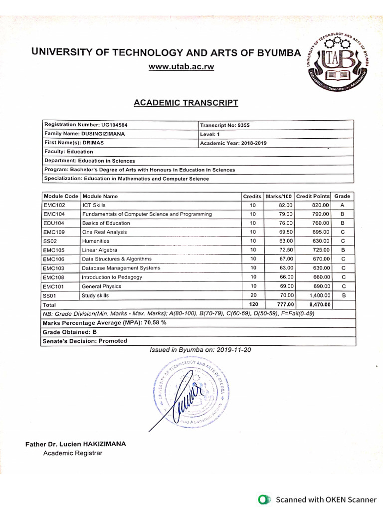 Transcript Drimas | PDF