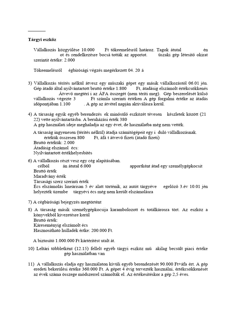 Tárgyi Eszköz Sepciális Vegyes | PDF