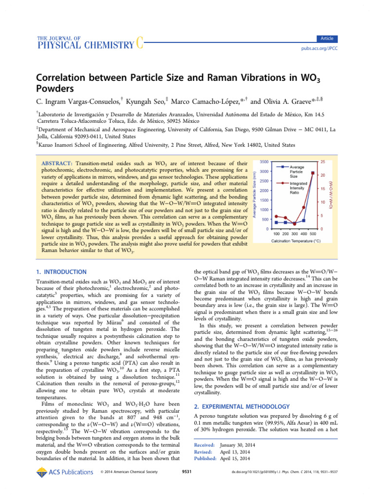 Correlation Between Particle Size and Raman Vibrations in WO3 | PDF | Materials Science ...