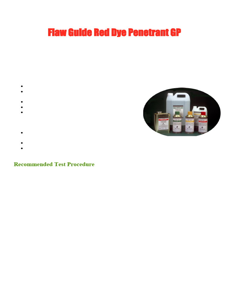 Pradeep NDT - Flaw Guide Red Dye Penetrant GP | PDF | Materials | Industrial Processes