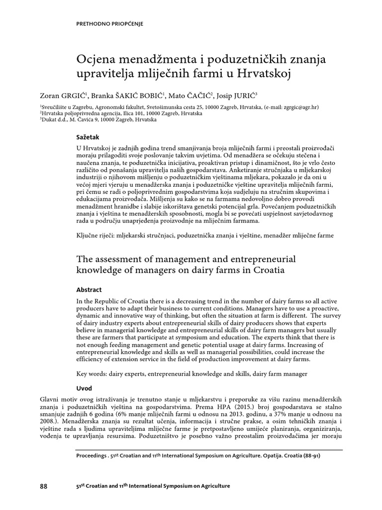 Ocjena Menadzmenta I Poduzetnickih Znanj | PDF
