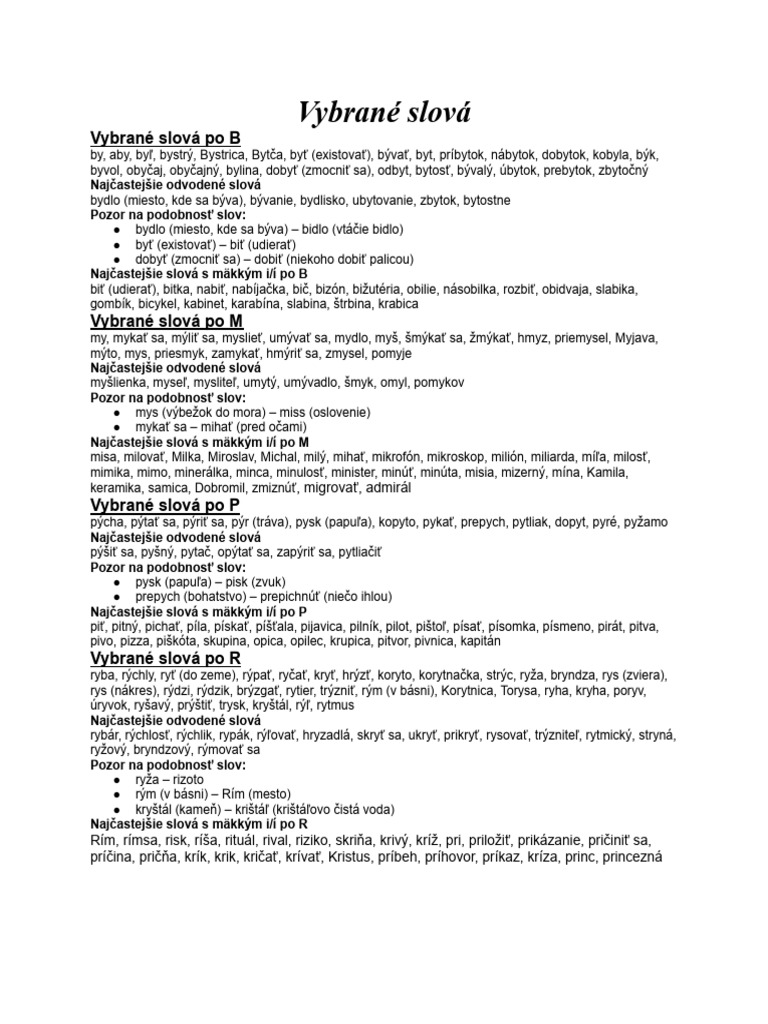 Vybrané Slová | PDF