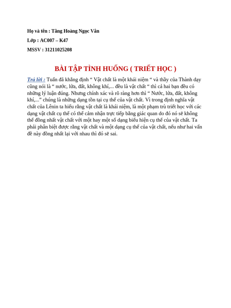 BTTH triết học | PDF