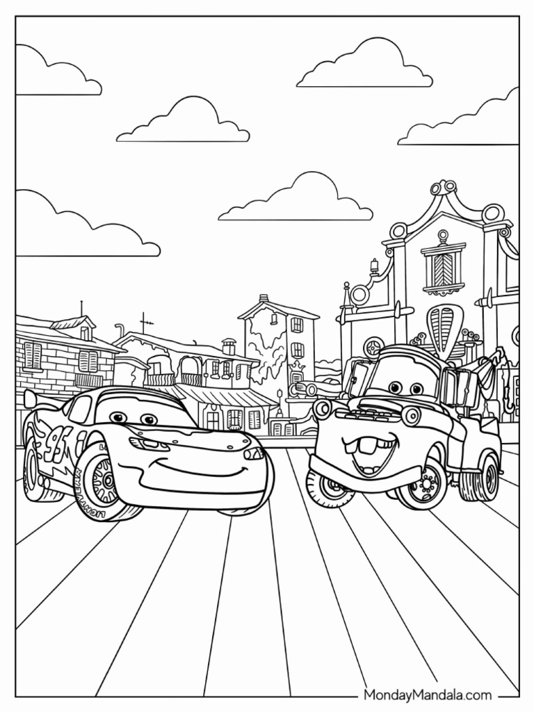 Lightning McQueen With Mater Coloring Page | PDF
