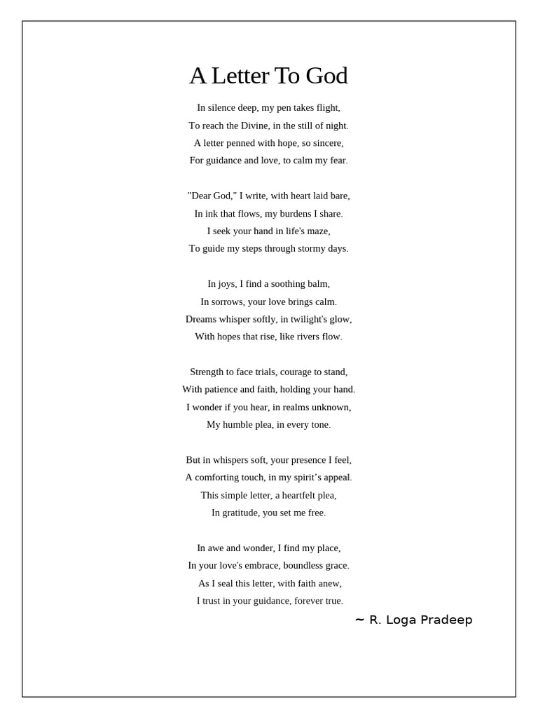 A Letter To God | PDF | Poetry