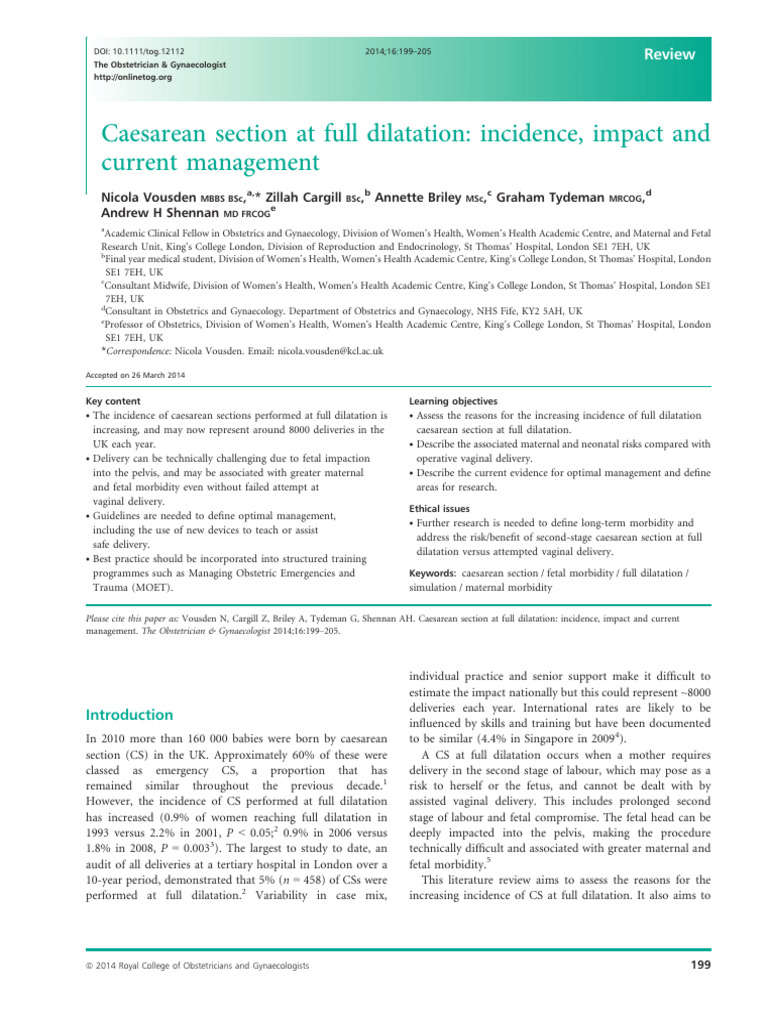 Tog.12112 Caesarean Section at Full Dilatation | PDF | Childbirth ...