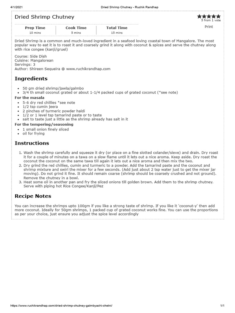 Dried Shrimp Chutney - Ruchik Randhap | PDF | Chutney | Cooking