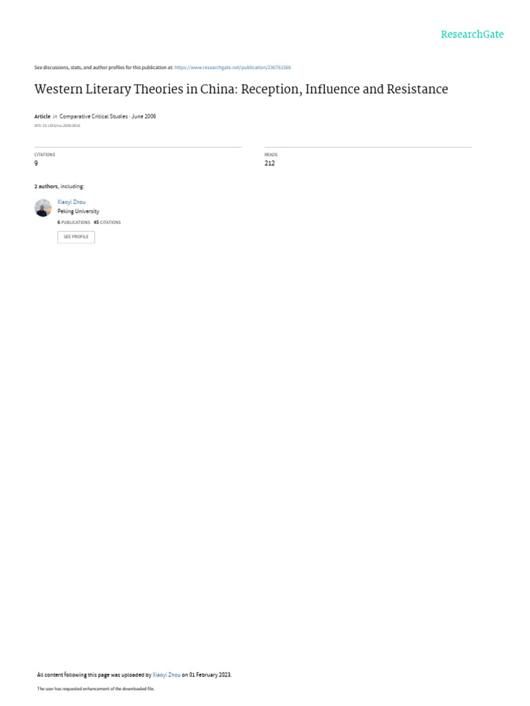 2006 Western Literary Theoryin China | PDF | Narrative | China