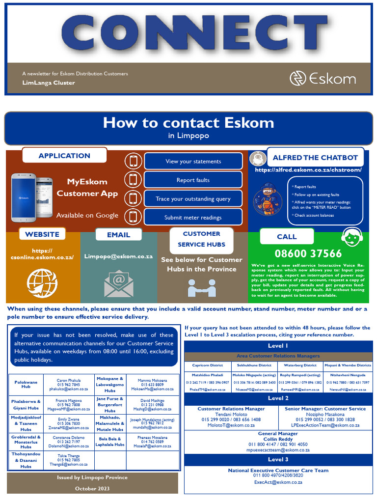 Connect - How To Contact Eskom in Limpopo Oct 2023 - Rev01.pub | PDF ...