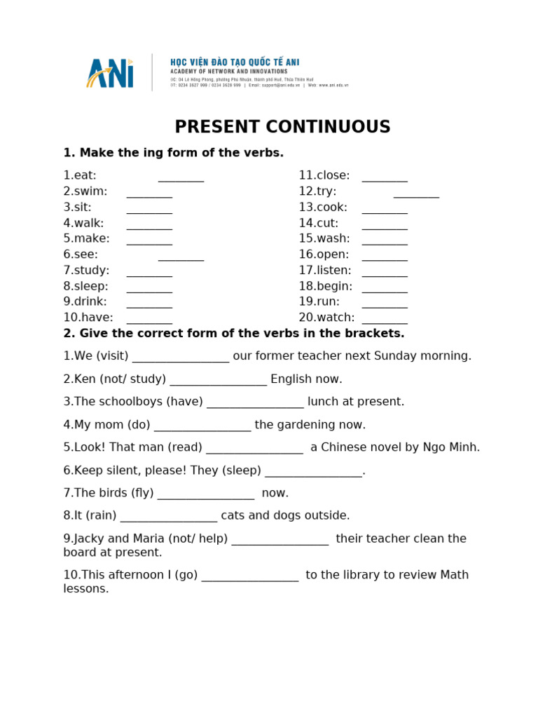PRESENT CONTINUOUS | PDF