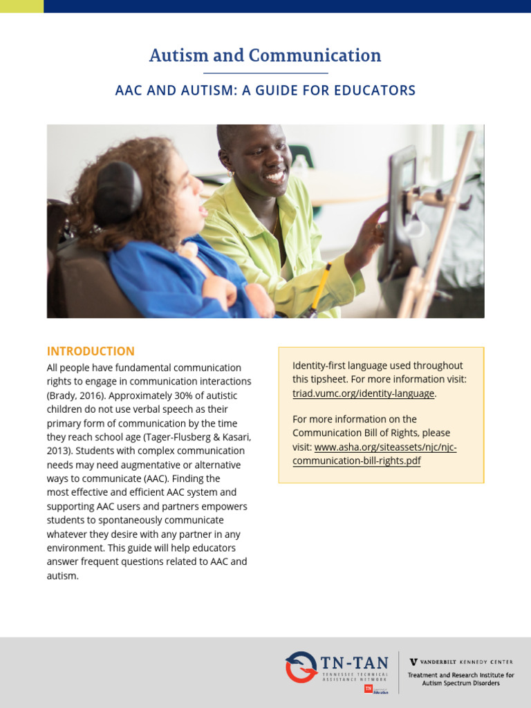 AAC and Autism Tip Sheet Edu | PDF | Communication | Human Communication