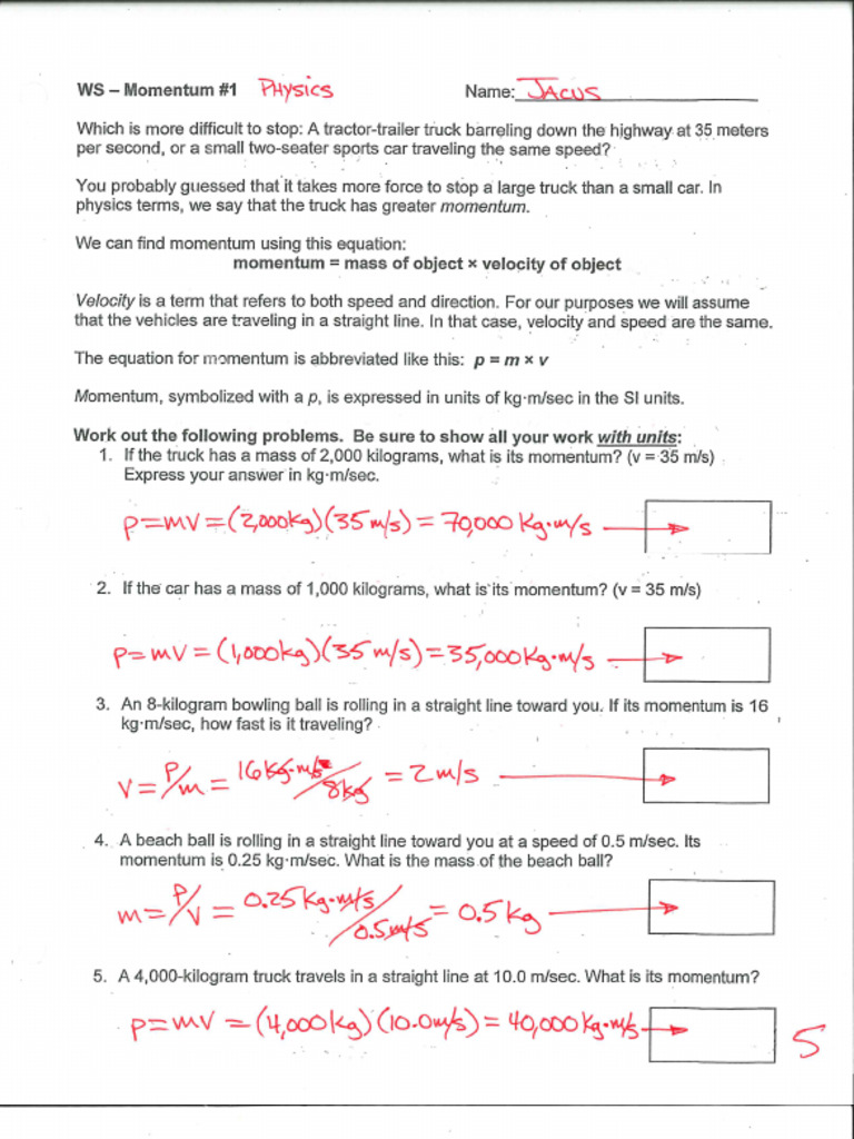 Ws - Momentum #1 Solutions | PDF