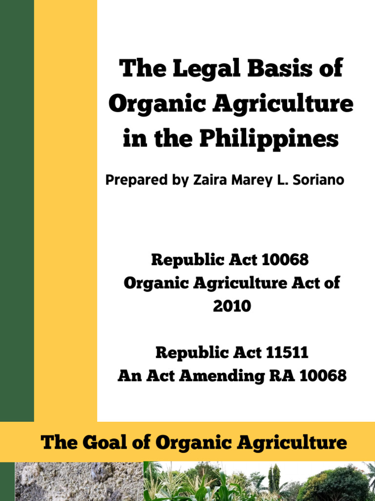 The Legal Basis of Organic Agriculture | PDF