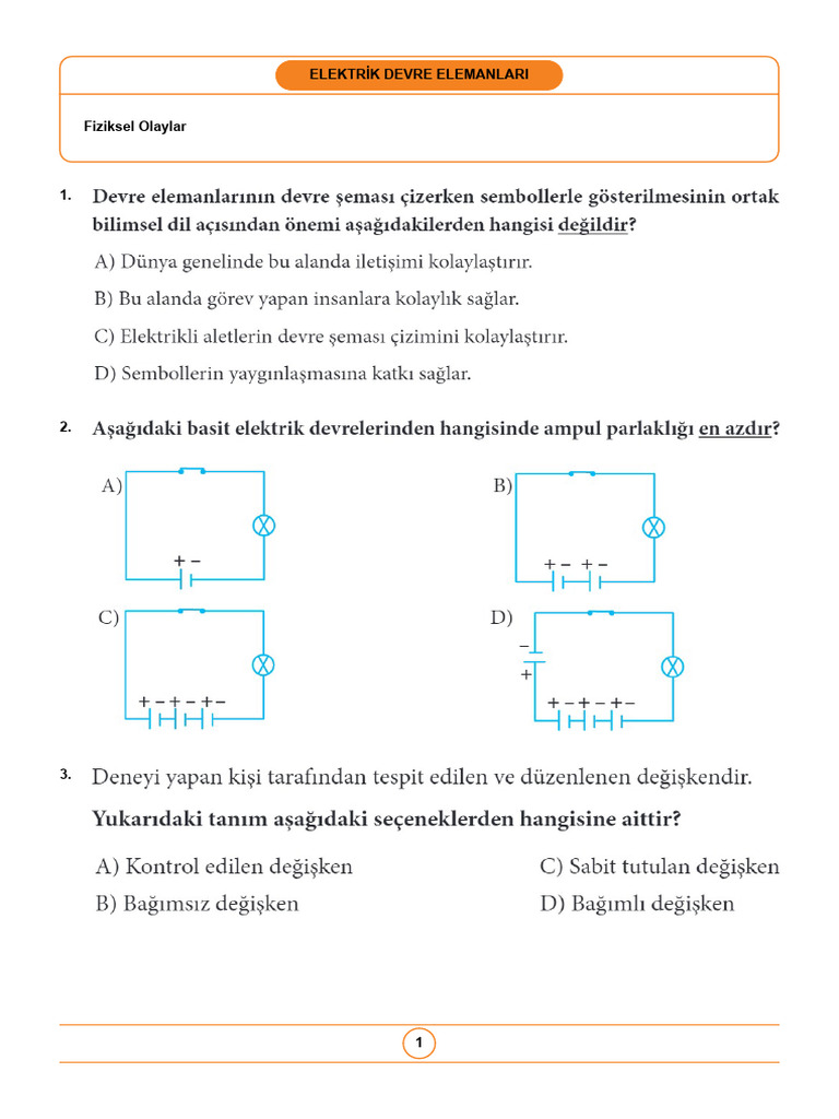 Elektri̇k Devre Elemanlari | PDF