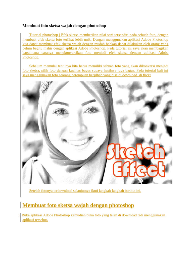 Membuat Foto Sketsa Wajah Dengan Photoshop | PDF | Komputer