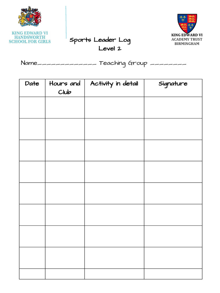 Sports Leader Logs 2 - 2024 | PDF