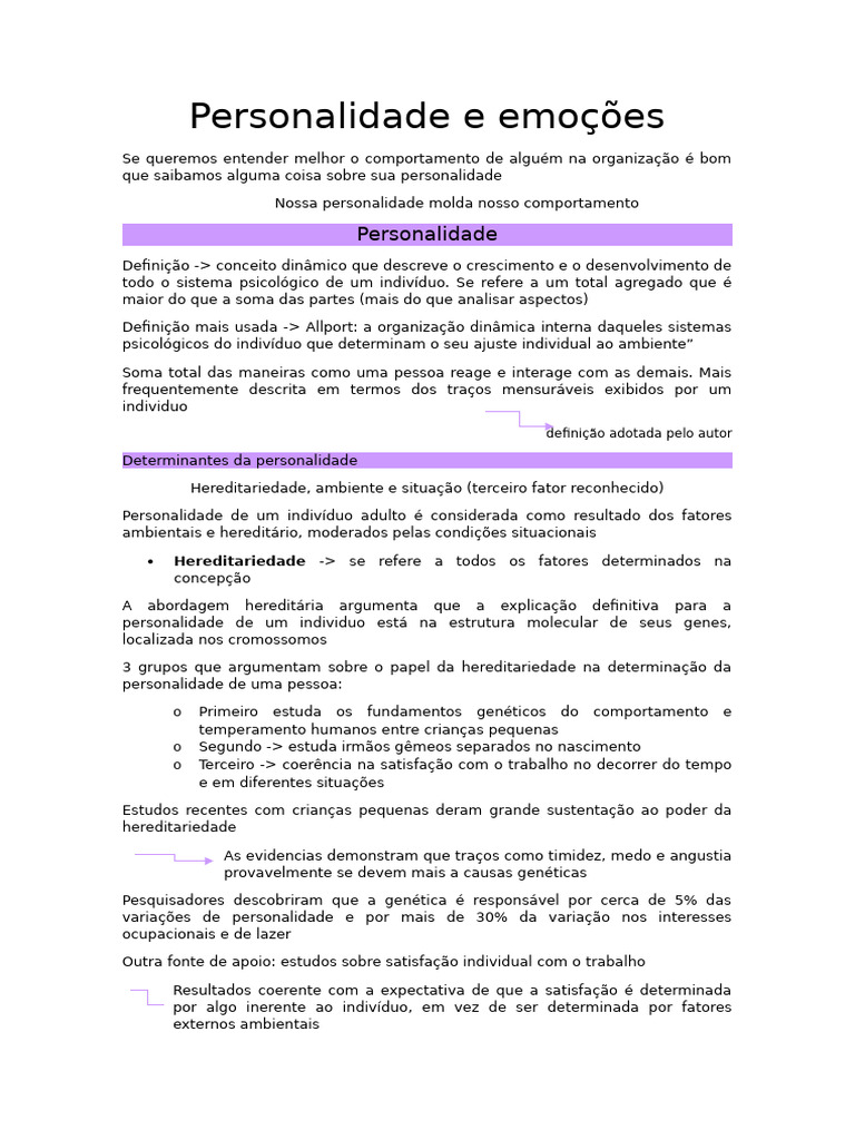 Entendendo Personalidade e Emoções | PDF | Emoções | Ciências ...