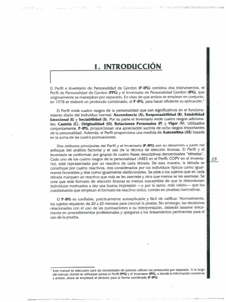 Test Gordon P-IPG (Manual) 1 | PDF