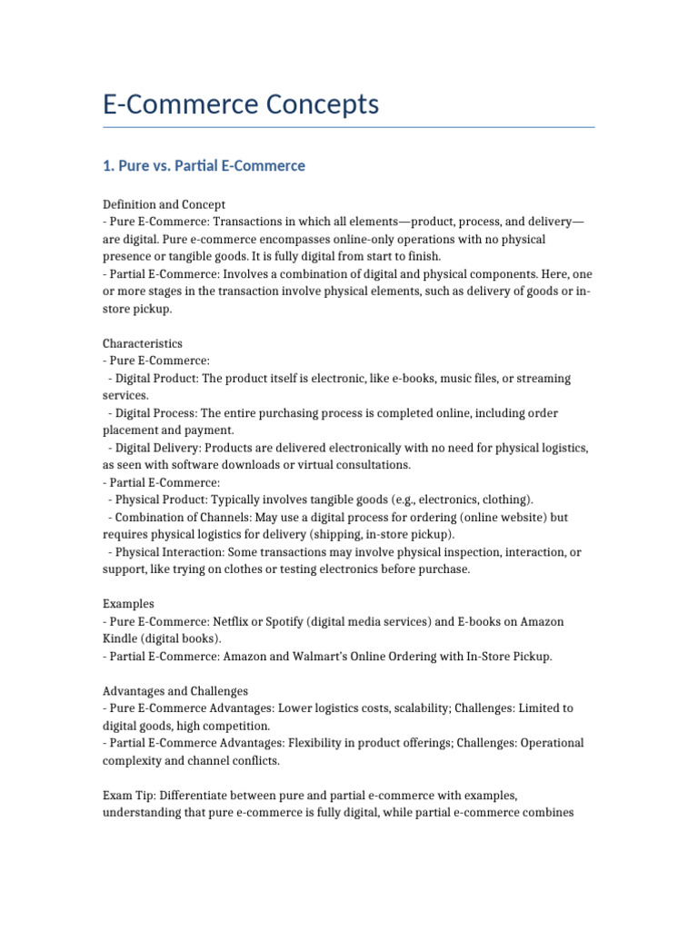 E-Commerce Concepts Summary | PDF | E Commerce | Market (Economics)