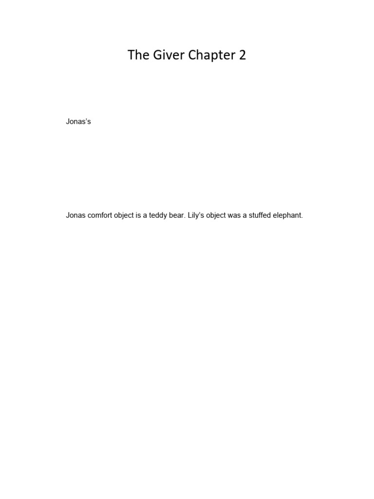 Summary of Chapter 2 in The Giver | PDF