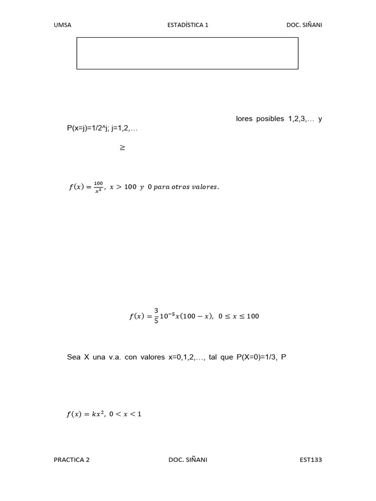Practica 2 - V.A. | PDF | Variable aleatoria | Matemáticas