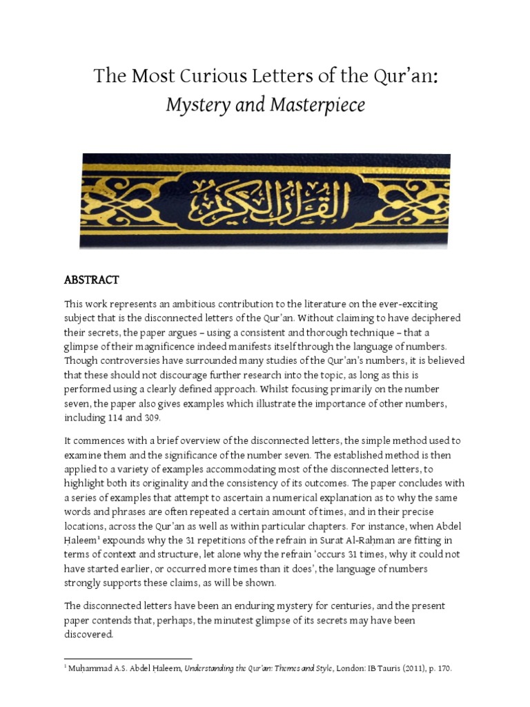 The Most Curious Letters of The Qur'an: Mystery and Masterpiece | PDF ...