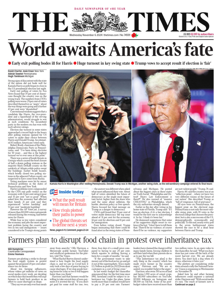 The Times - 6 November 2024 | PDF | Cost Of Living | Swing State