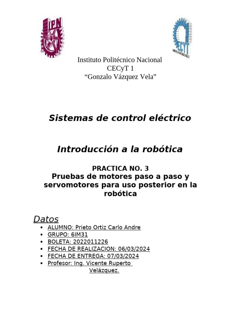 PRACTICA 3 ROB | PDF | Electromagnetismo | Bienes manufacturados