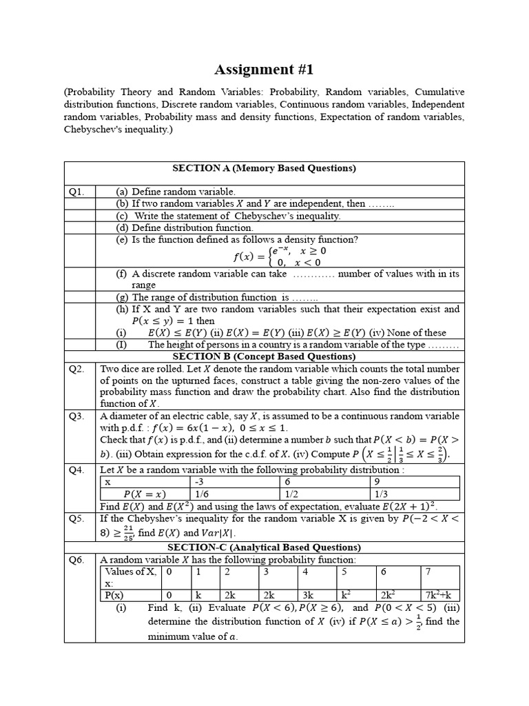 Updated Assignment 1 - MAS2001 | PDF | Random Variable | Probability Density Function