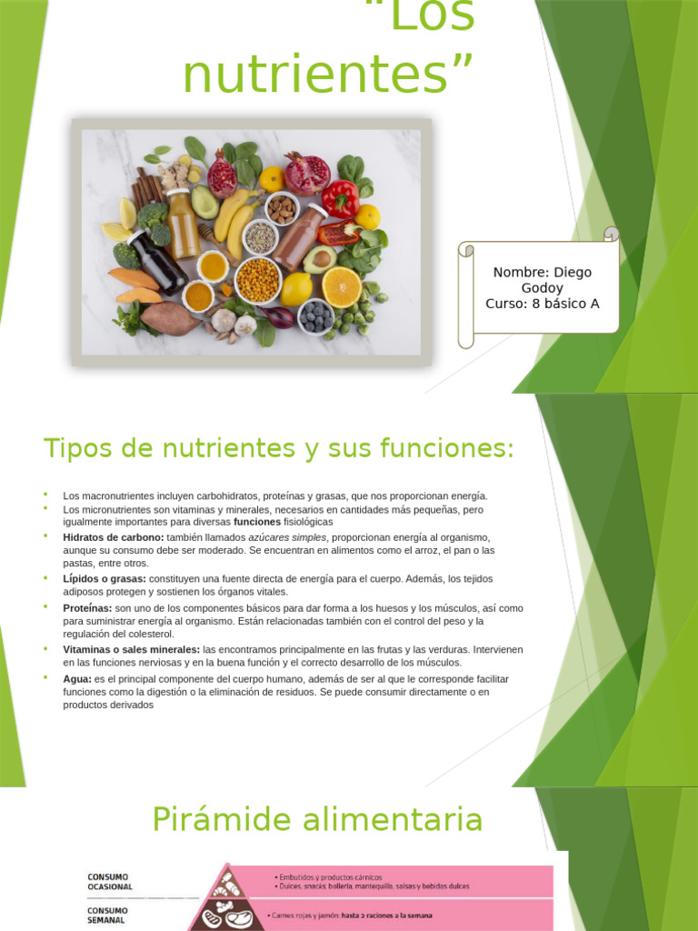 Tipos de Nutrientes y Funciones Esenciales | PDF | Nutrientes ...