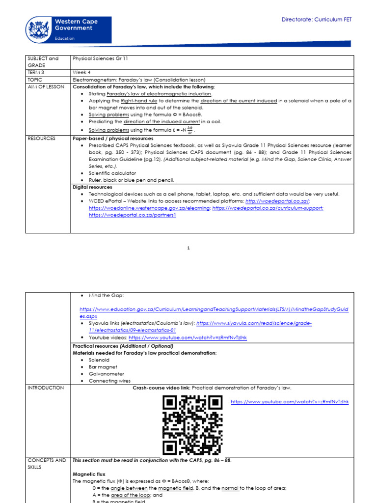 Grade 11 Term 3 Electromagnetism Guide | PDF | Electromagnetic ...