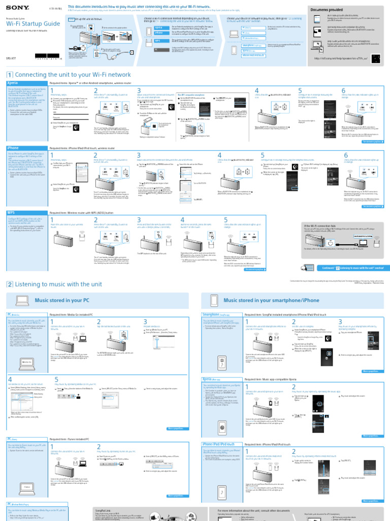 Sony SRS X77 Installation | PDF | Wi Fi | Smartphone