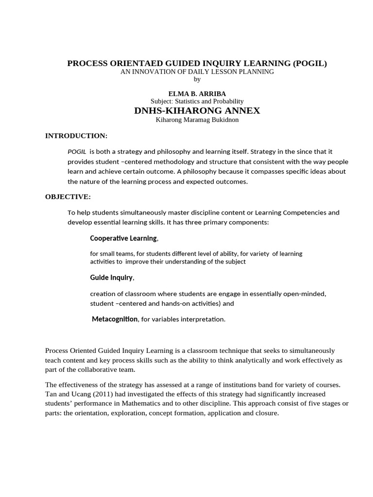 Process Orientaed Guided Inquiry Learning | PDF | Learning | Inquiry Based Learning