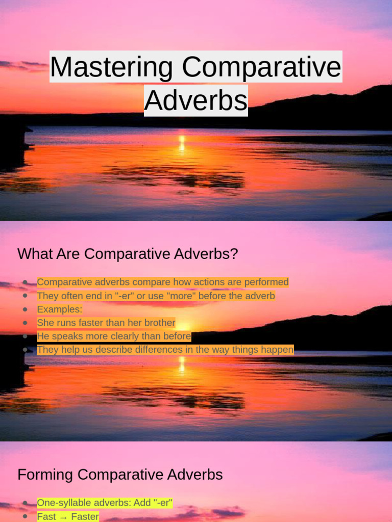 Understanding Comparative Adverbs | PDF | Language Arts & Discipline