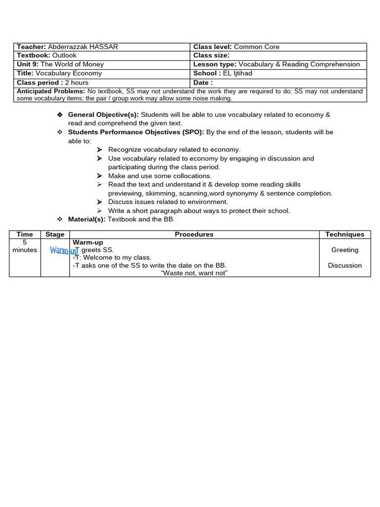 Vocabulary and Comprehension in Economy | PDF | Banks | Reading ...