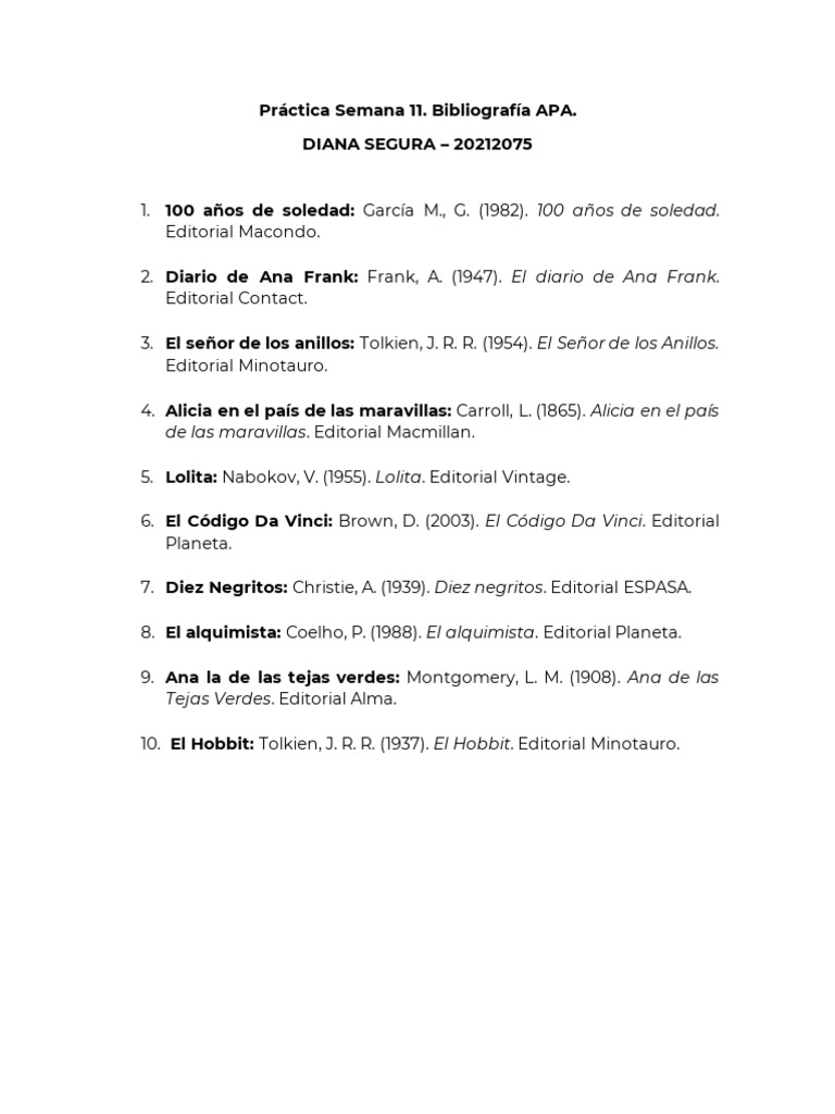 Bibliografía APA de Clásicos Literarios | PDF | Historia