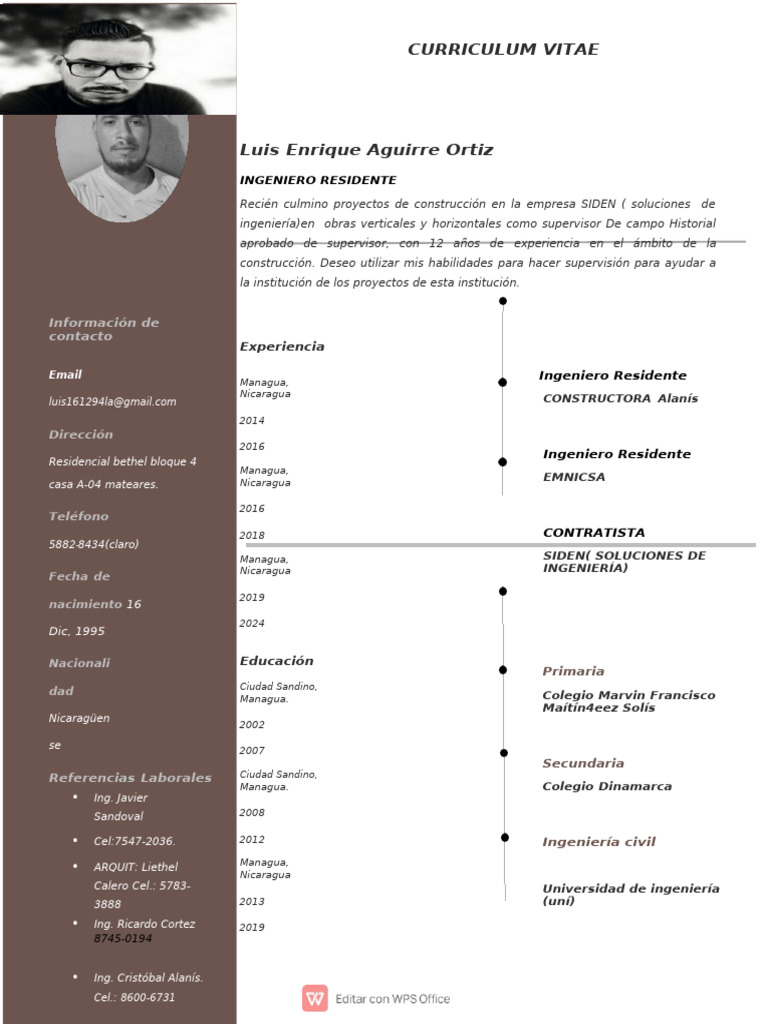 Curriculum VITAE Luis (6) 3 | PDF | Nicaragua | Ingeniería