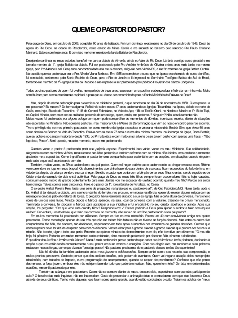 Documento Técnico Codificado | PDF | Batistas | Rio de Janeiro