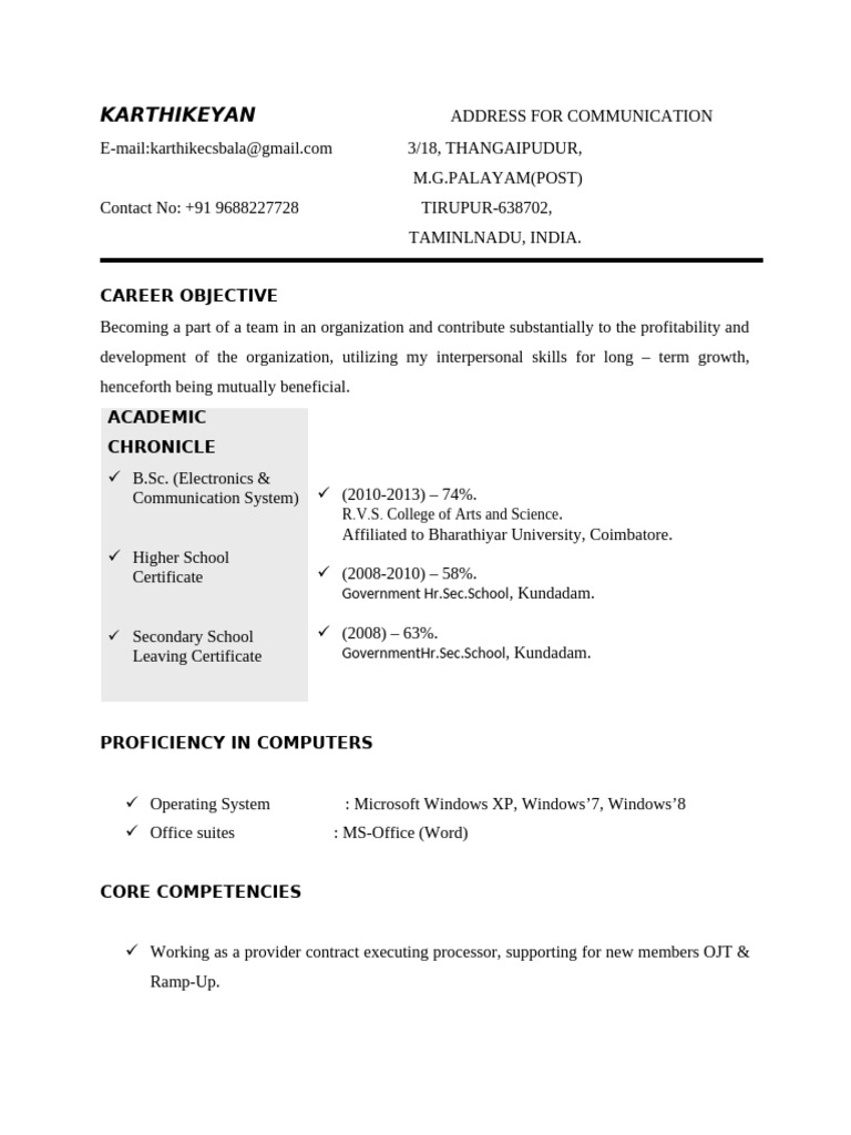 Karthik Resume - 19 | PDF | Career & Growth