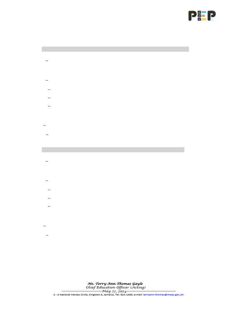 Pep 5 Timetable June 2024 | PDF