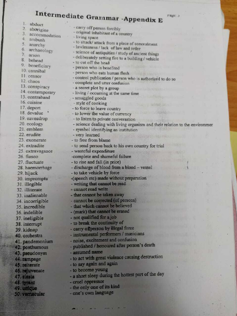 Inter Grammar Appendix A | PDF