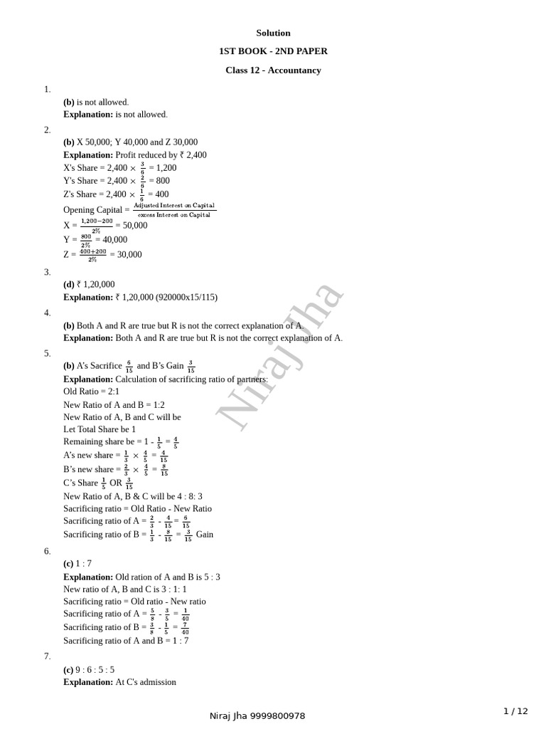 1st Book - 2nd Paper Solution | PDF | Debits And Credits | Goodwill (Accounting)