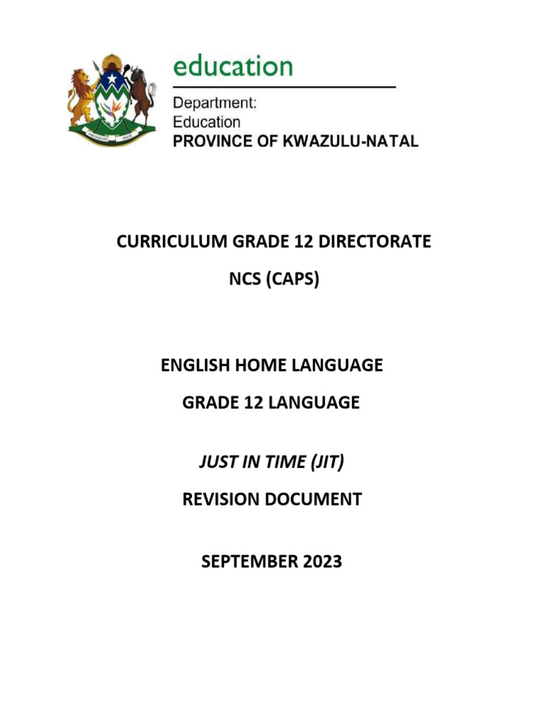 Grade 12 English Home Language JIT Guide | PDF | Advertising | Question