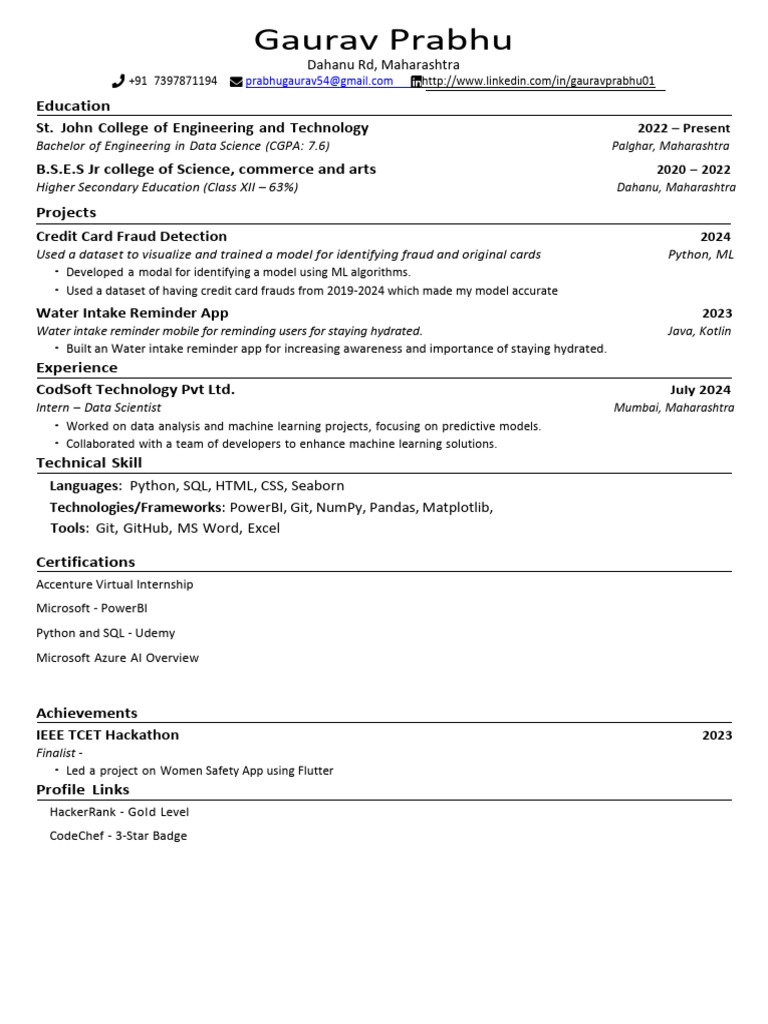 Gaurav RESUME CCES | PDF